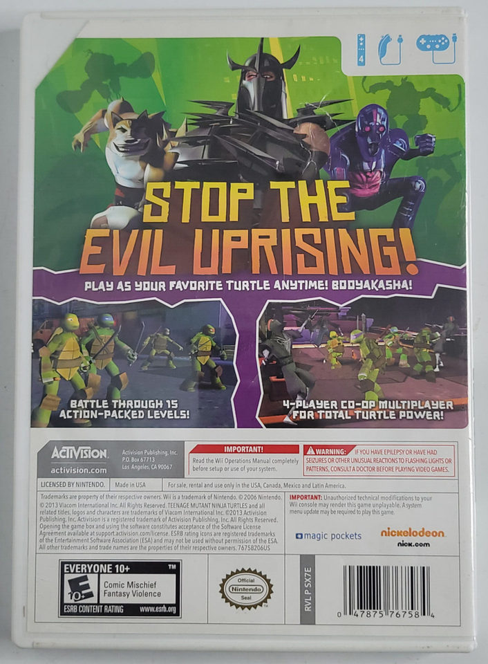 Teenage Mutant Ninja Turtles (Wii, 2013) Game Nickelodeon TMNT ...