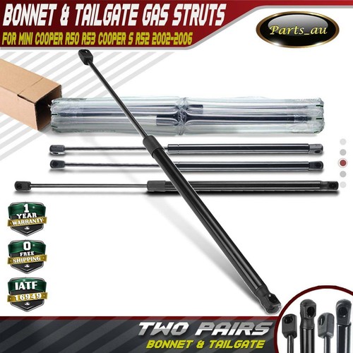 4x Bonnet & Tailgate Gas Struts for Mini Cooper R50 R53 Cooper S R52 ...
