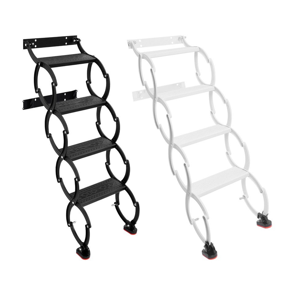 4-Step Wall Mounted Folding Ladder, Retractable Telescoping Step ...