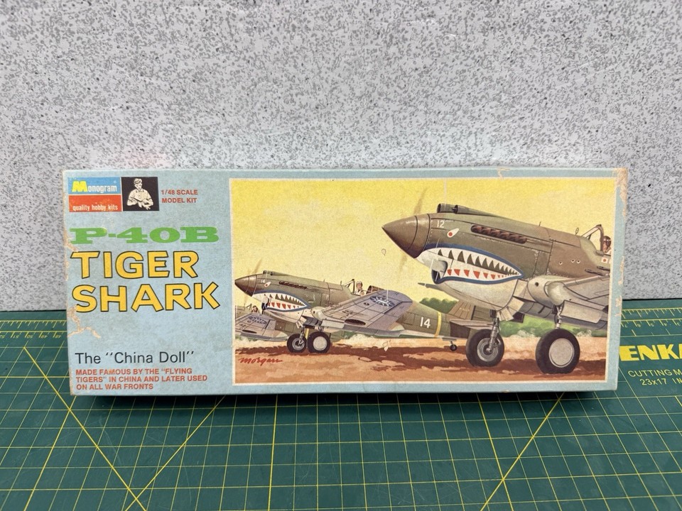 Vtg. 1968 Monogram P-40B Tiger Shark "China Doll" 1/48 Model Plane Kit ...