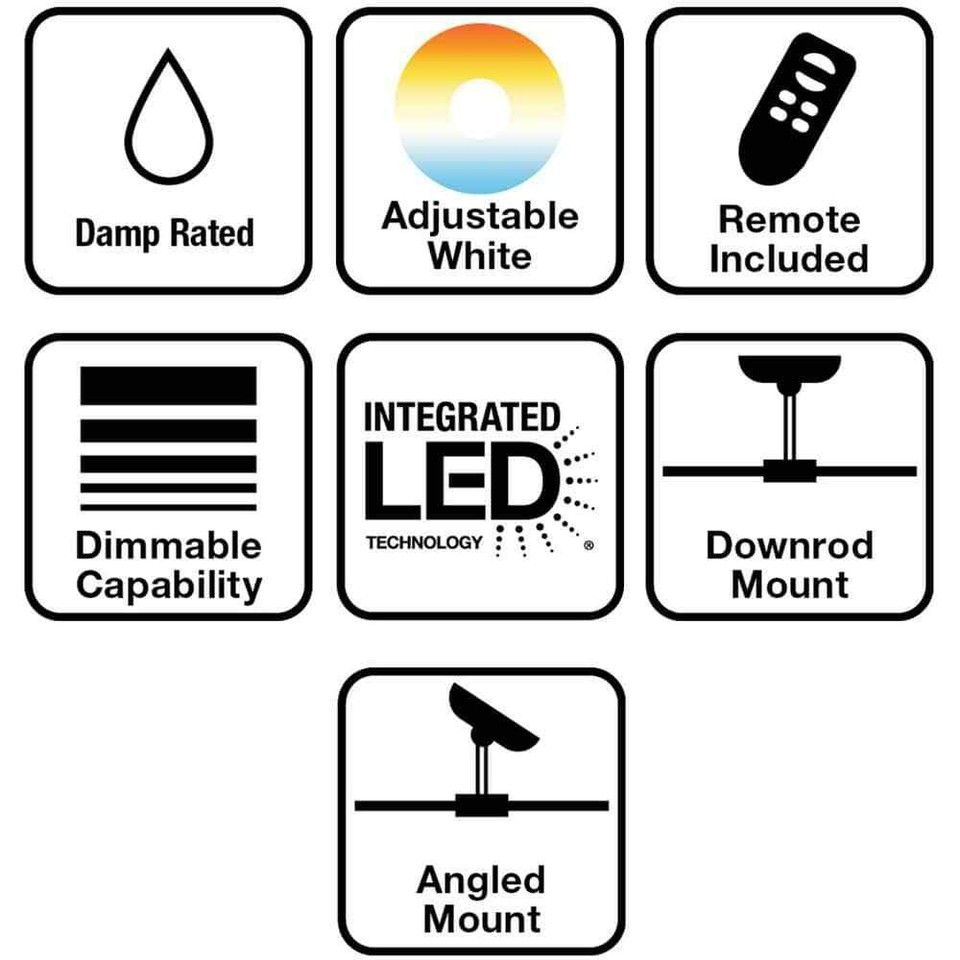 Hampton Bay Mena 54" LED Ceiling Fan, White, Color Changing, Light Kit ...