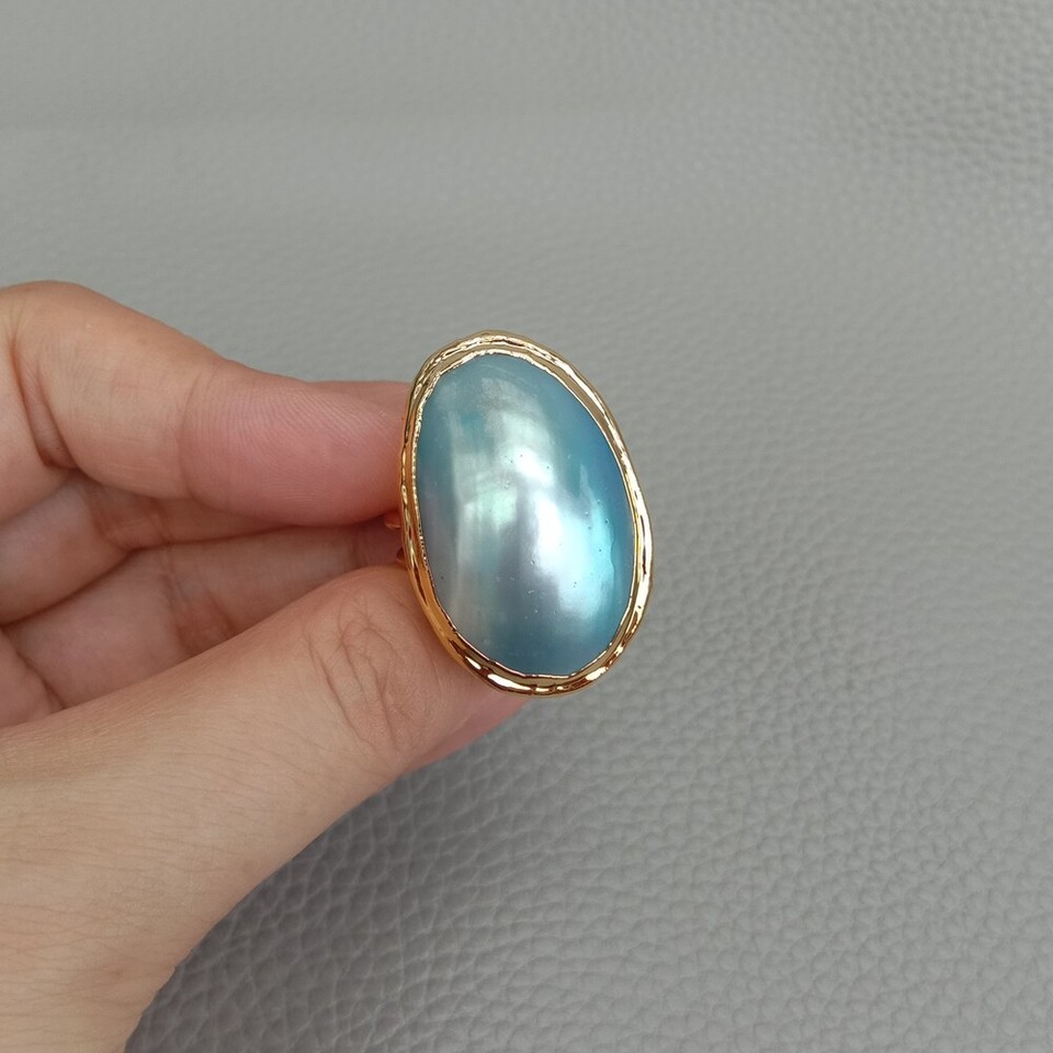 Blue Sea Shell Rings Handmade Beaded Summer Ocean Seashell Rings Boho ...