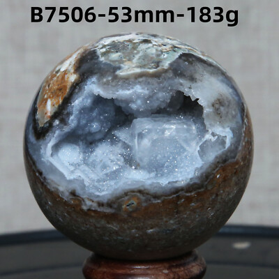 B7506-53mm-183g Natural agate spherulite geode ball quartz crystal ...