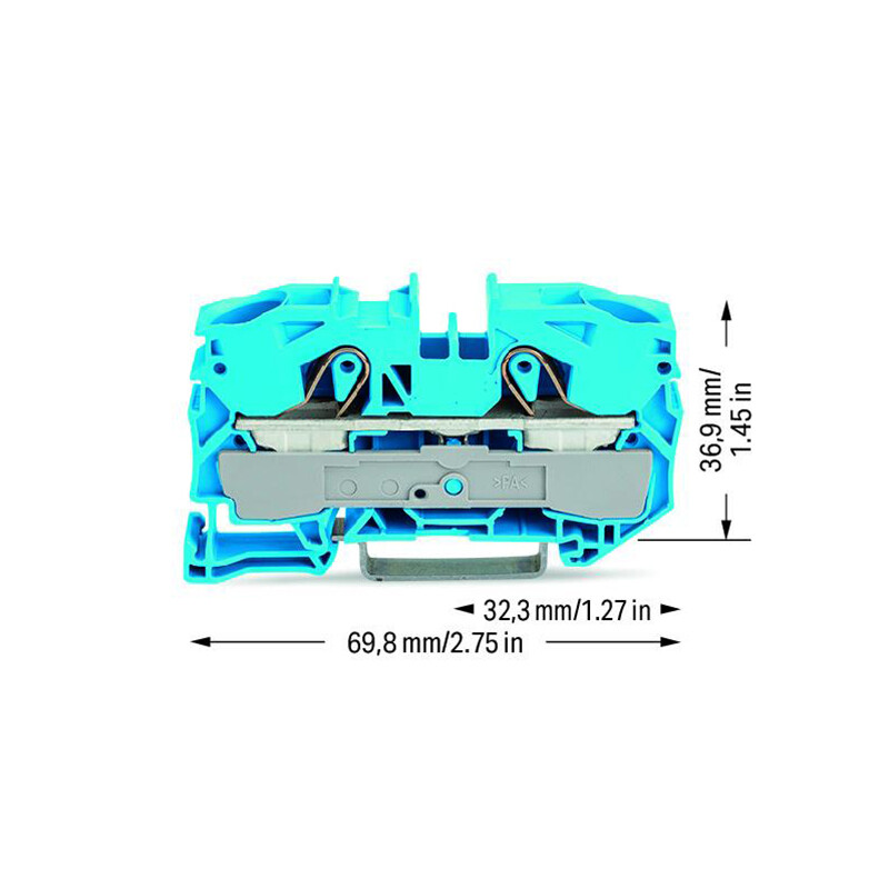 5Pcs Wago 2016-1204 2-Conductor Feedthrough Terminal Block Blue new Kd ...