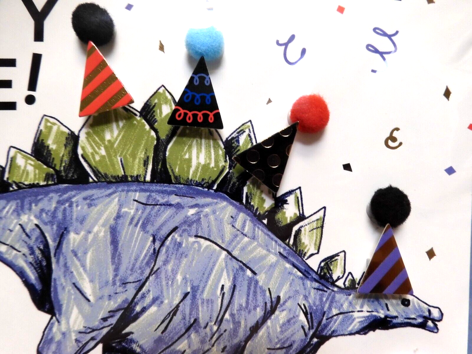 3 Cards Novogratz Greetings Happy Birthday JURASSIC Dinosaurs with ...