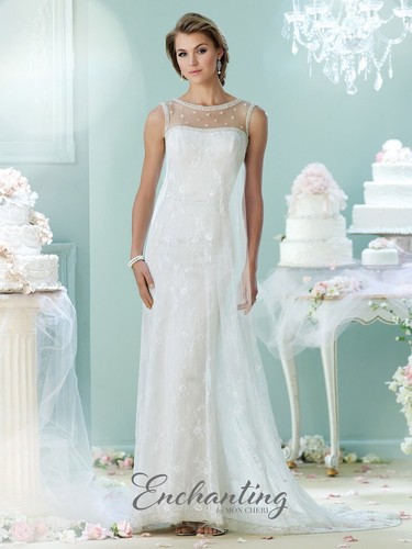 Mon Cheri #215105 Size 12 Ivory / Oyster Sleeveless Wedding Bridal Lace ...