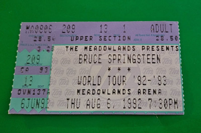 1992 BRUCE SPRINGSTEEN CONCERT TICKET STUB, AUG 6, 1992 MEADOWLANDS ...