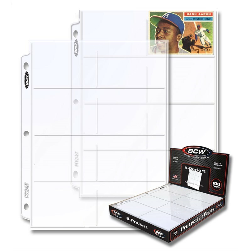 300 BCW Card Pages 8 Small Pockets For Sport Cards Stamps / Collectible ...