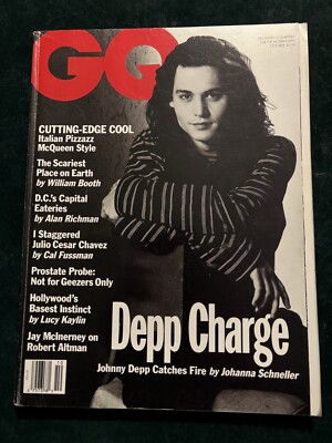 GQ Magazine JOHNNY DEPP October 1993 Johnny Depp Catches Fire Vol 63 No ...