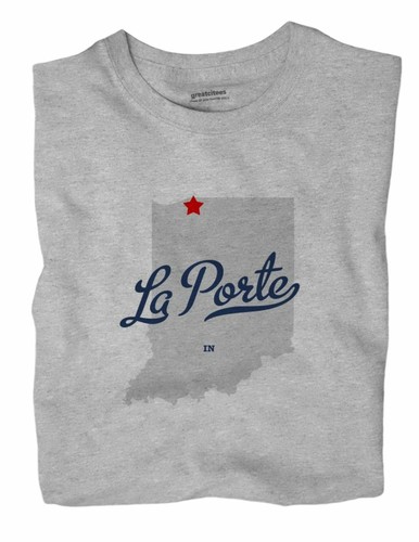 La Porte Indiana IN Ind T-Shirt MAP | eBay