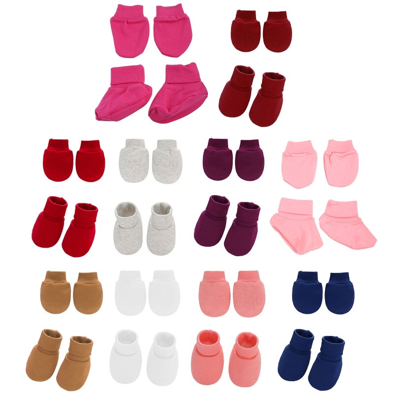 Baby Soft Cotton Gloves Foot Covers Set Anti Scratching Mittens Socks ...