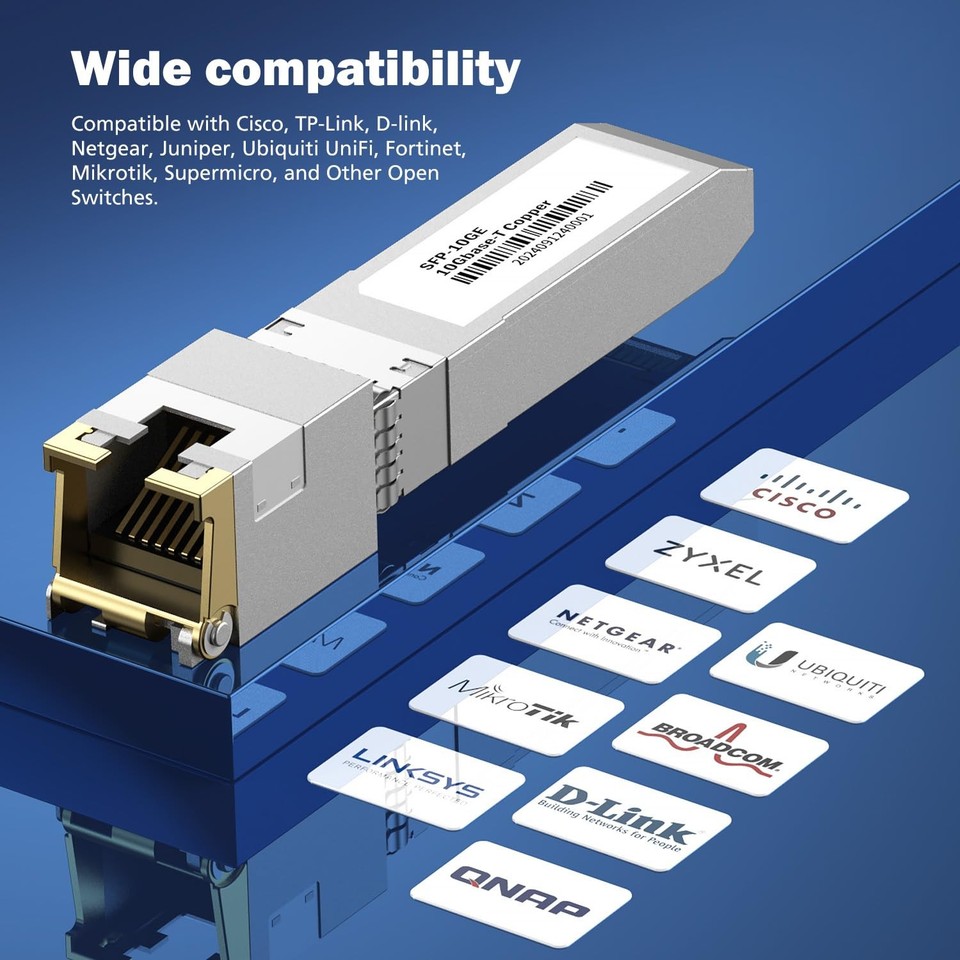 10Gb SFP+ to RJ-45 Module Transceiver 98Ft (30m), 10 Gigabit SFP+ ...