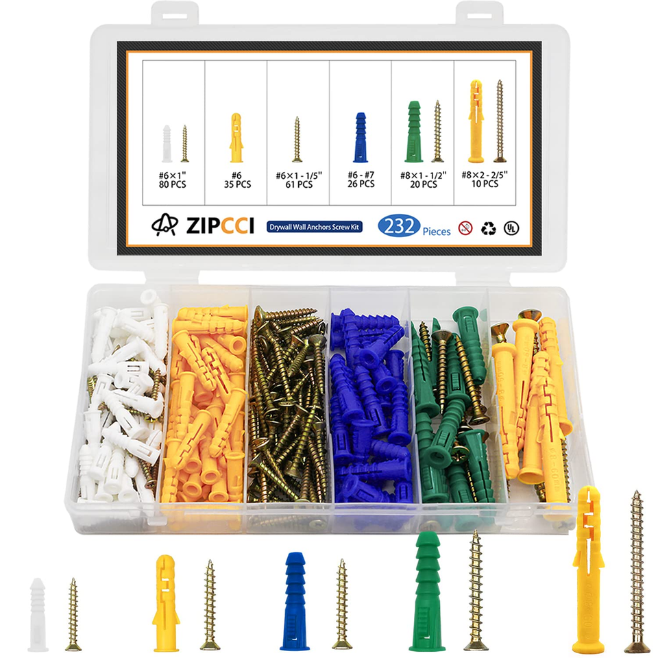 232Pcs Drywall Anchors and Screws Kit, Includes 116Pcs Plastic Wall ...