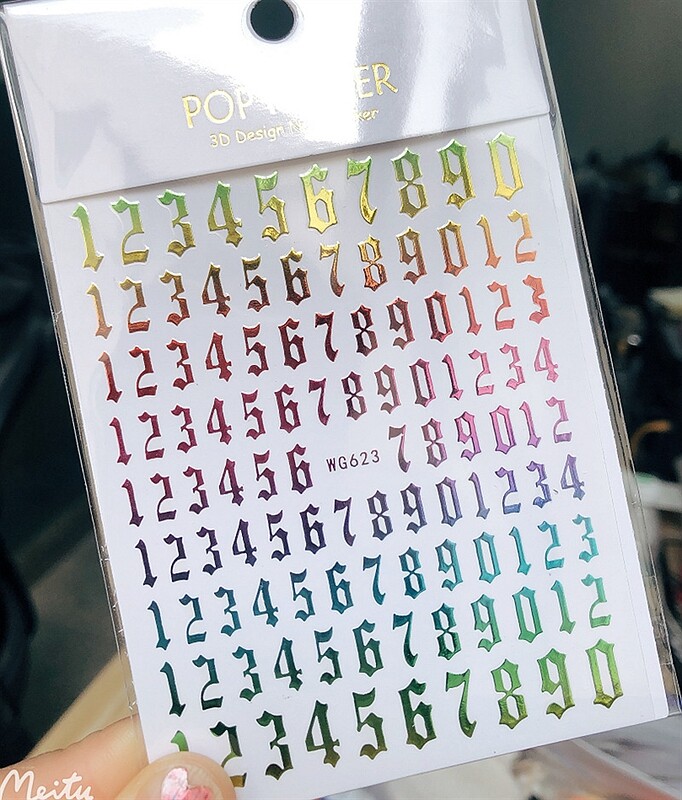 Numbers Old English Style Nail Decal Sticker 9 Colors | eBay