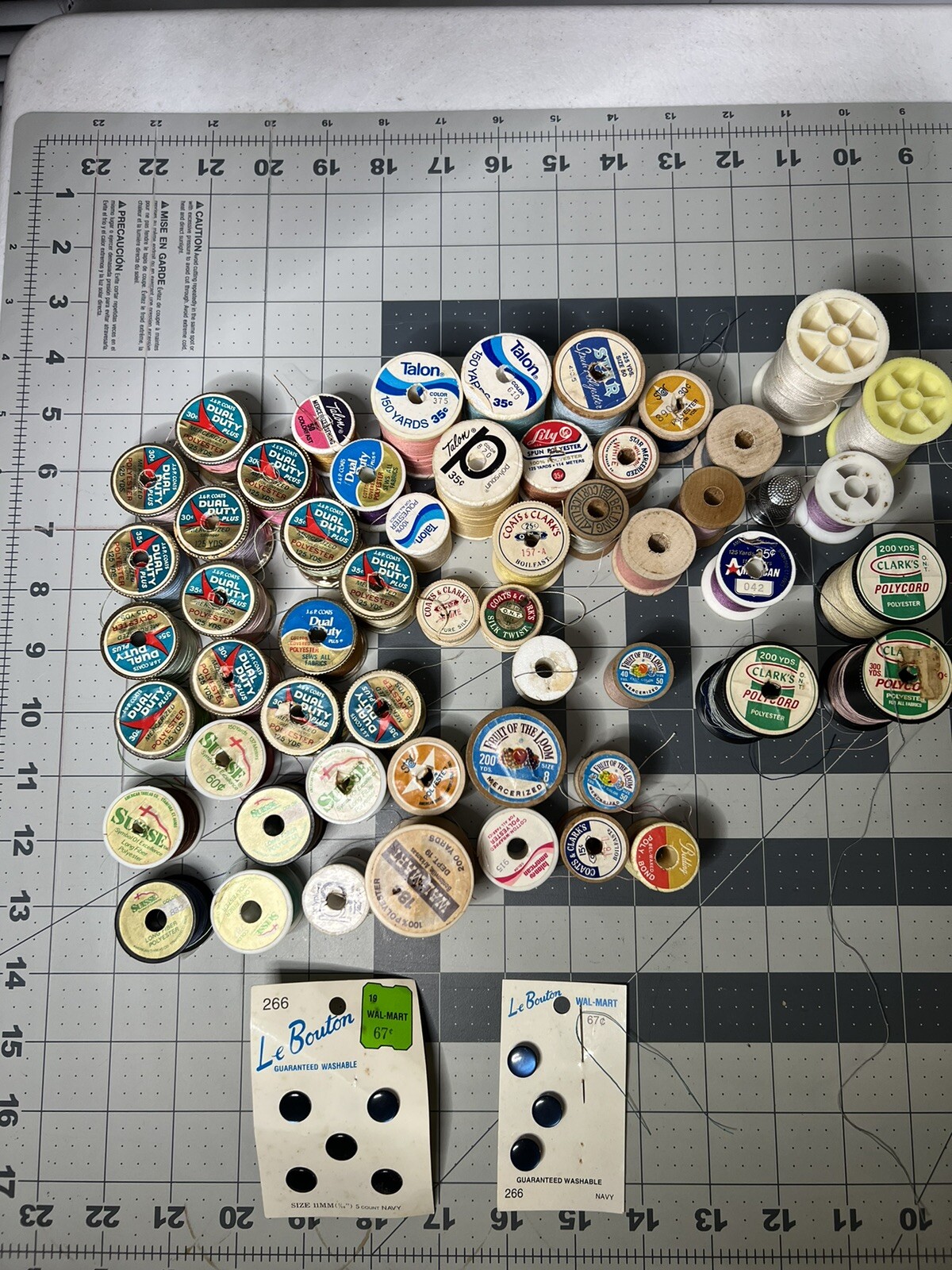 Lot of 54 Vtg Spools Sewing Thread J&P Coats, Fruit Of The Loom Wood ...