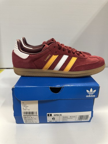 Size 6 - adidas Samba OG Collegiate Burgundy Yellow for sale online | eBay