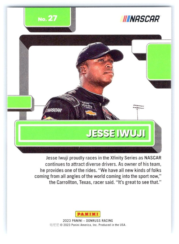 2023 Panini Donruss Racing #27 Jesse Iwuji Rated Rookie Grey Parallel ...