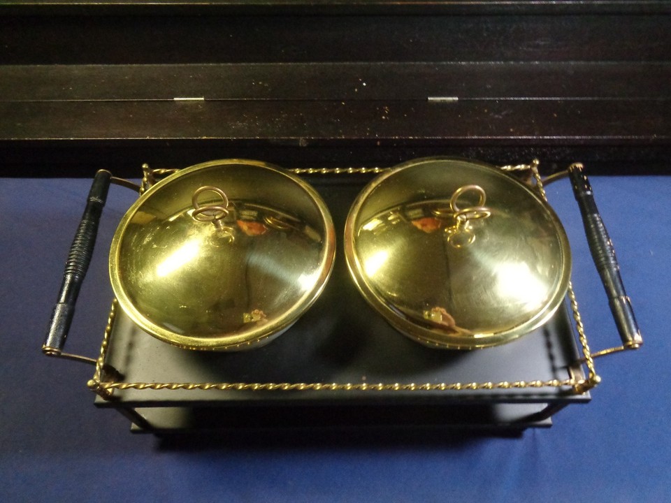 Fire King Chafing Dish White Bowls & Brass | eBay