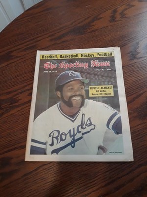 JUNE 28,1975-THE SPORTING NEWS-HAL McRAE OF THE KANSAS CITY ROYALS(MINT ...