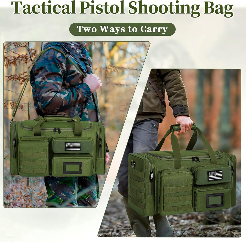 Tactical Pistol Range Bag, Gun Range Bag for Handguns, Shooting Duffle ...