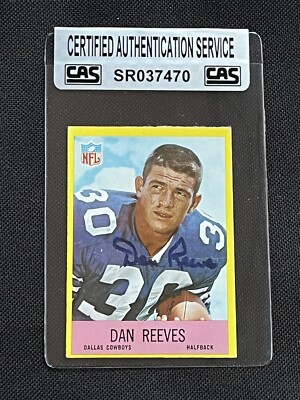 DAN REEVES 1967 PHILADELPHIA GUM ROOKIE AUTOGRAPHED CARD COWBOYS CAS ...