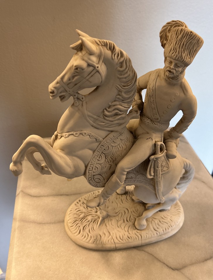 Capodimonte (Crown N) Figurine Horse & Rider Soldier Cossack Prussian ...