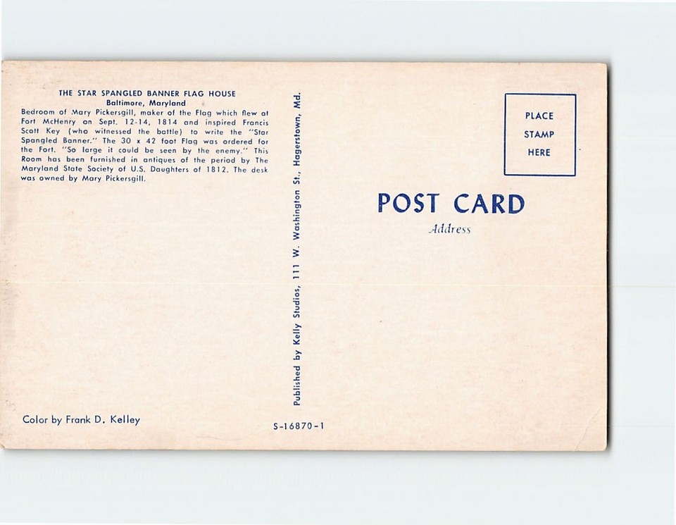 Postcard Star Spangled Banner Flag House Baltimore Maryland USA | eBay