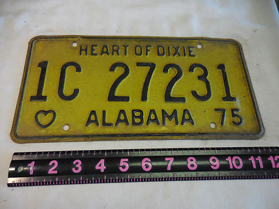 Vintage 1975 Alabama Heart of Dixie Automobile License Plate Car Tag 1C ...