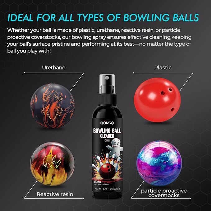 Bowling Ball Cleaner Spray +Towel Removes Oil Stains Scuffs Enhances ...