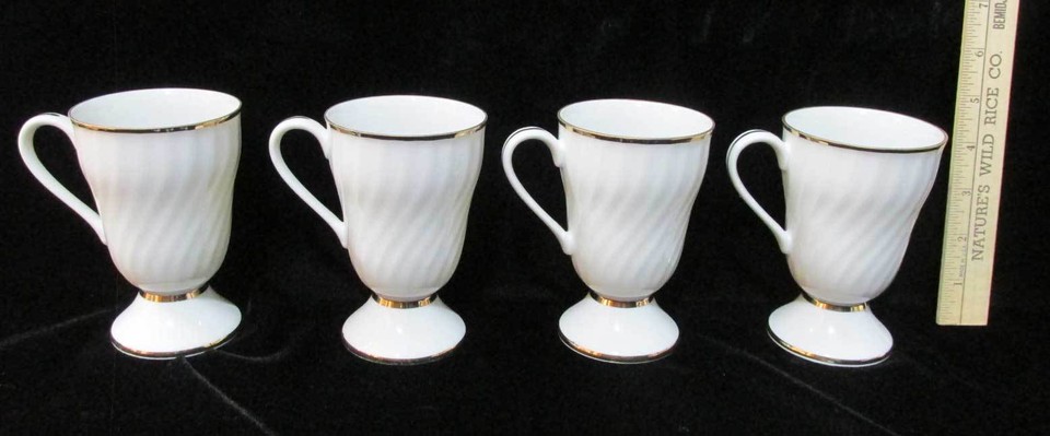 Neiman Marcus Irish Coffee Cups Mugs 6 oz 24 kt Teaspoons White ...
