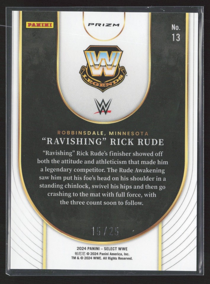 2023 PANINI WWE SELECT "RAVISHING" RICK RUDE TIE DYE PRIZM #D 15/25 | eBay