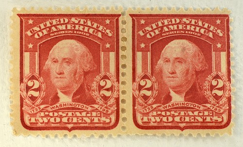 US STAMP SCOTT #319c 2C TYPE I WASHINGTON SHIELD P12 PAIR MVLH, 1903 | eBay