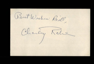CHARLEY RABE AUTOGRAPHED VINTAGE 3 x 5 INDEX CARD, CINCINNATI REDLEGS ...