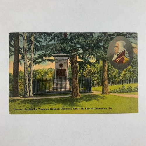 Postcard Pennsylvania Uniontown PA Braddock Tomb Memorial Linen ...