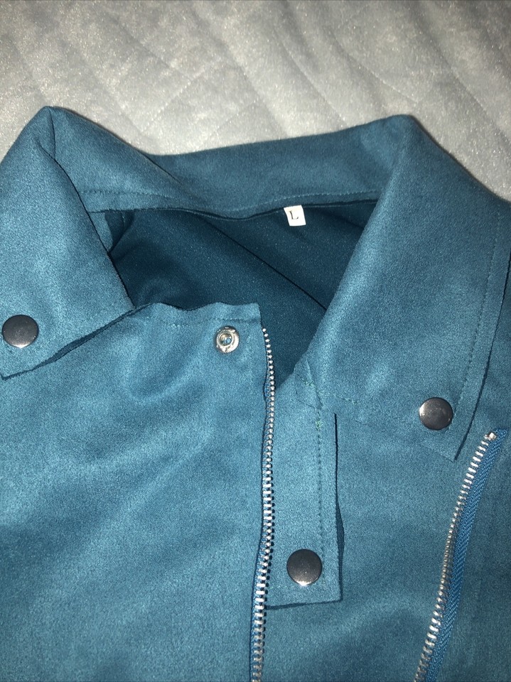 NWT Temu Moto Jacket Blue Large | eBay