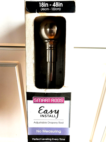 Smart Rods 18-48" Easy Install Adjustable Drapery Rod with Ball Finials ...