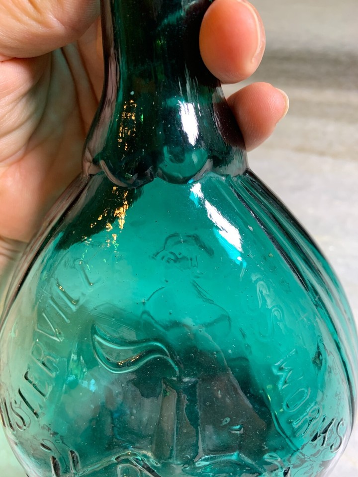 JENNY LIND Fislerville Glass Works Open Pontil Applied Top Bottle 1930s ...
