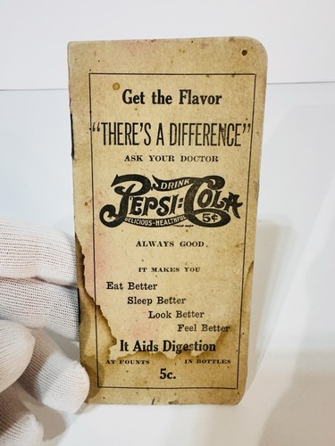 EARLY 1920’s PEPSI:COLA PAPER ADVERTISING NOTEBOOK BOOKLET (ORIGINAL ...