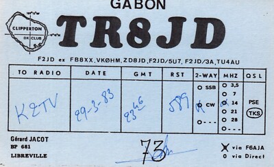 Gabon Africa TR8JD QSL Radio Card Postcard | eBay
