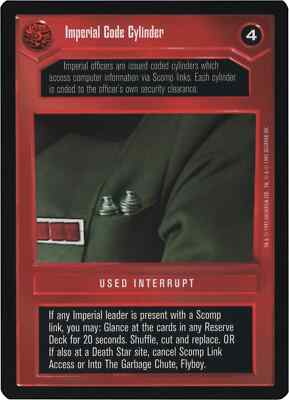 Imperial Code Cylinder (Premiere-Limited) | Decipher Star Wars CCG | NM ...