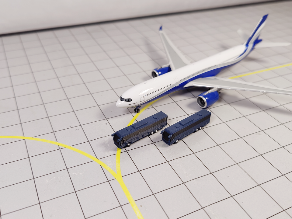 TWIN AXLE COACH/BUSES (x6 Blue) Aircraft Airport GSE Set Models 1:400 ...