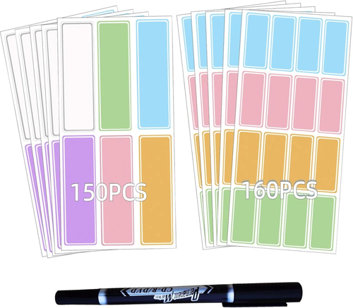 Assorted Colors Waterproof Removable Labels - 310PCS with Pen Adhesive ...