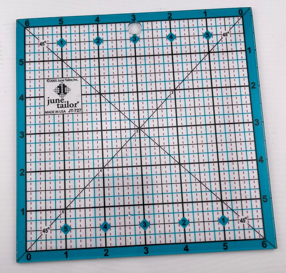 Vintage 2005 June Tailor 6x6” Square Accuracy Quilting Grid Craft Ruler ...