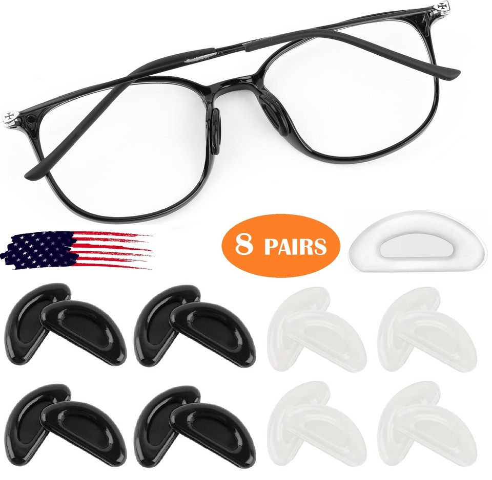 4× Silicone Anti-Slip Stick On Nose Pads for Eyeglass Sunglasses ...