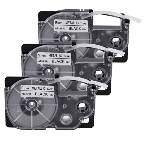 3PK Black on Metallic Tape Cartridge XR-9SR for Casio KL-60 EZ Label ...