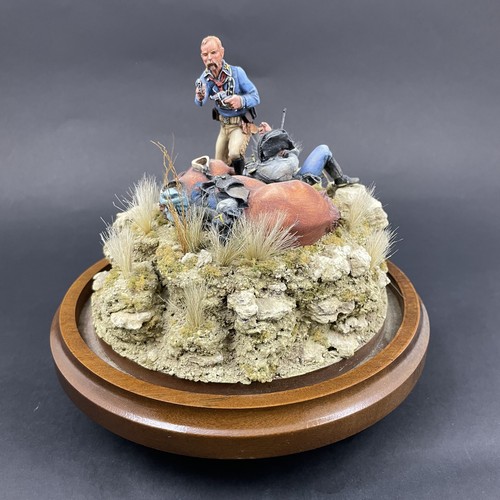 Western Sculpture Mixed Media Cowboy Fight Scene Hand Painted Signed | eBay