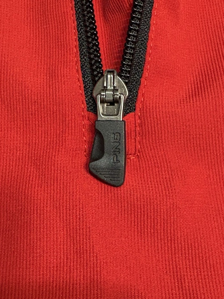 Ping Jacket Men L Red Golf 1/4 Zip Windbreaker Lightweight Lined Logo ...