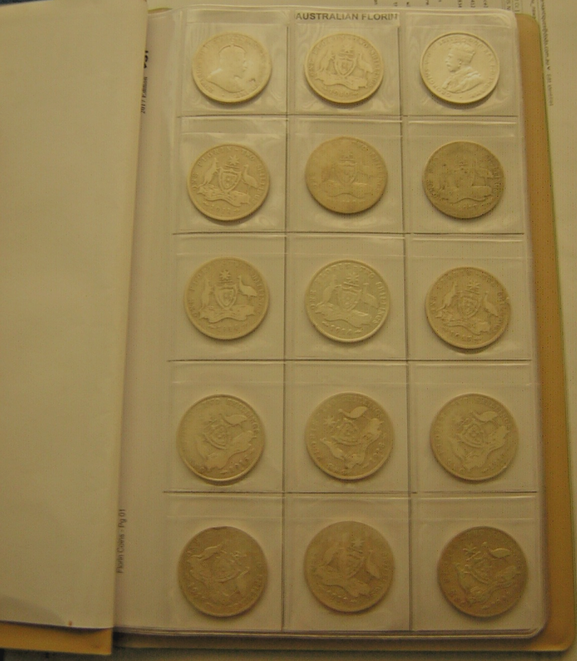FLORIN SET in ALBUM WITH RARE 1932 LESS SILVER VALUE HERE | eBay Australia