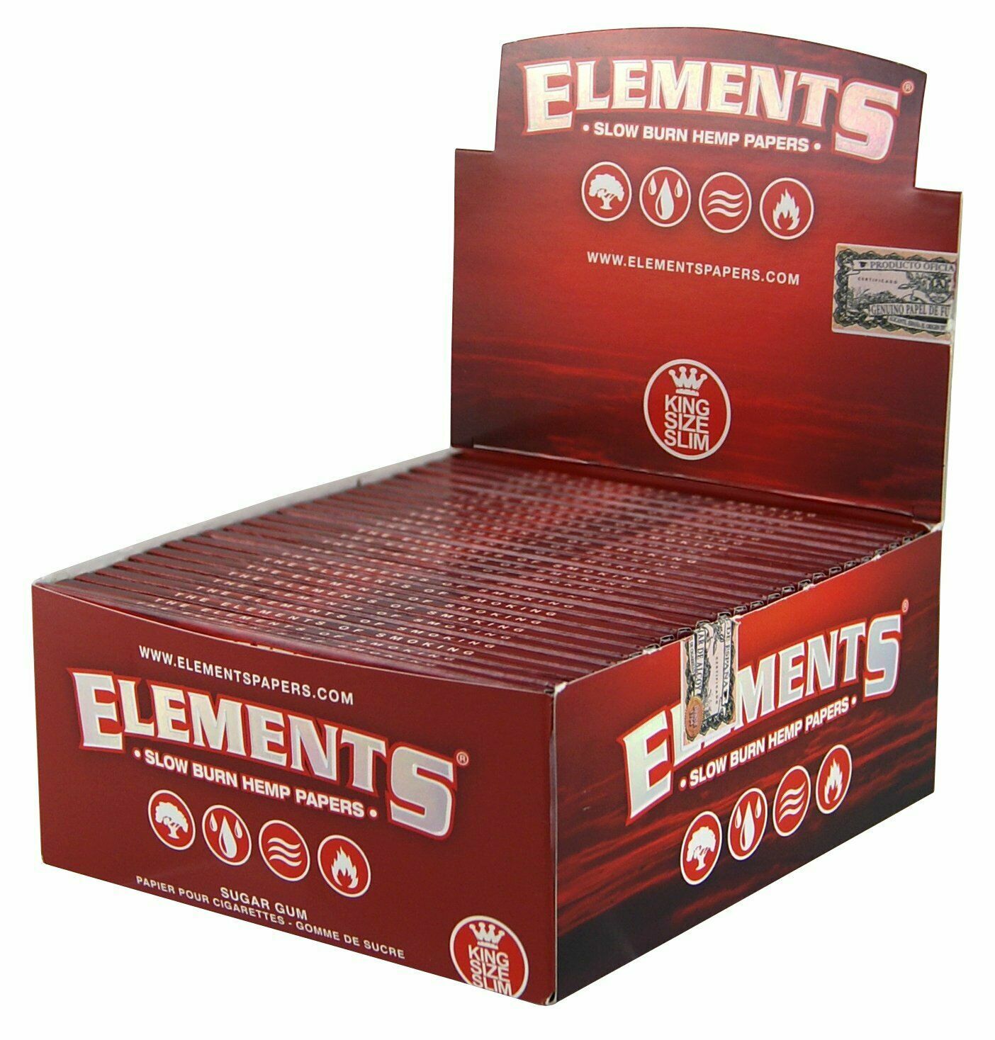 Elements Slow Burn Hemp Red King Size Slim Burning Rolling Papers Sugar ...
