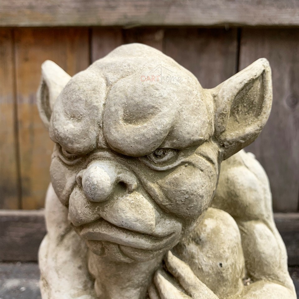 Stone Grumpy Gargoyle Statue Outdoor Garden Ornament Sculpture Goblin ...